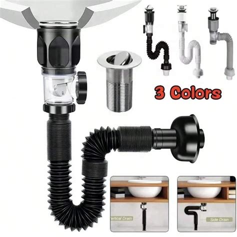 Flip Top Anti Odor Drain Pipe Set Kitchen Sink Drain Retractable