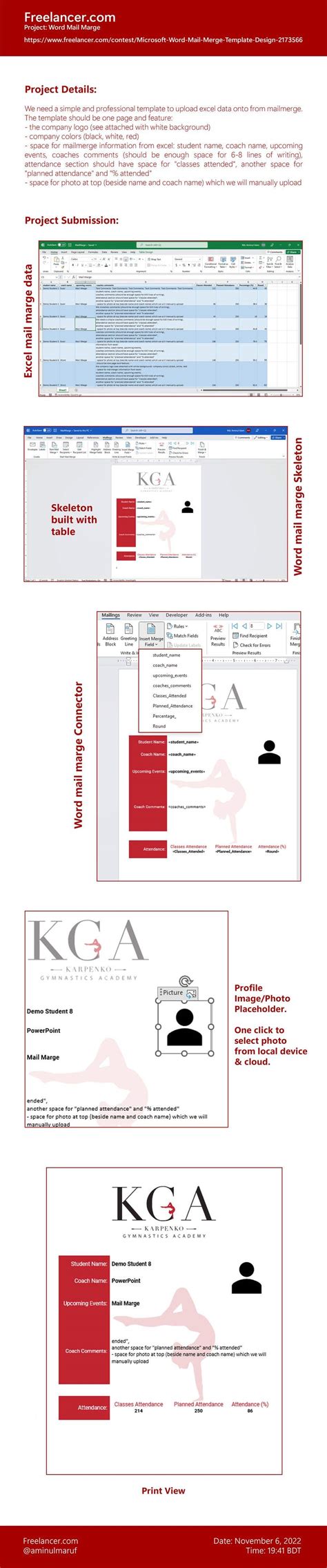 Entry 76 By Aminulmaruf For Microsoft Word Mail Merge Template Design Freelancer