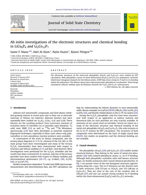 Pdf Ab Initio Investigations Of The Electronic Structures And
