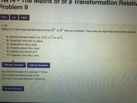 Solved Select All Of The Linear Transformations From R3 To