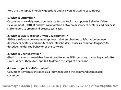 Ppt Top 20 Cucumber Interview Questions And Answers In 2023