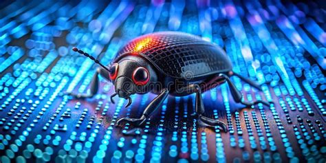 Binary Code Bug Illustration Visualizing Software Errors And Debugging Techniques Stock