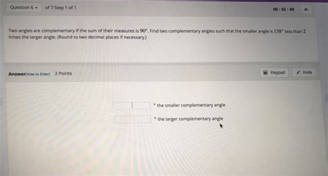 Solved Two Angles Are Complementary If The Sum Of Their Chegg