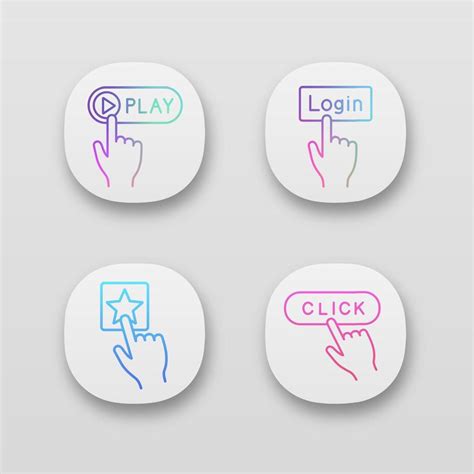 Click App Icons Set Ui Ux User Interface Play Login Add To Favorite Web Or Mobile