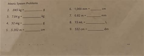 Metric System Chegg