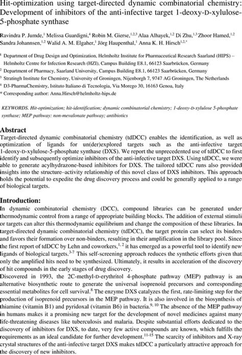 Hit Optimization Using Target Directed Dynamic Combinatorial Chemistry
