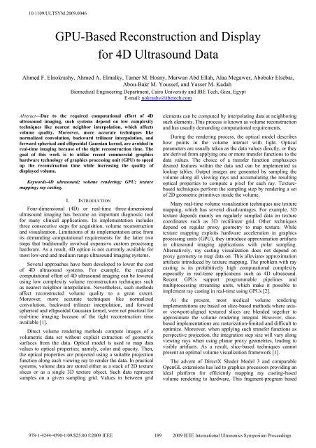 Gpu Based Reconstruction And Display For 4d Ultrasound Data