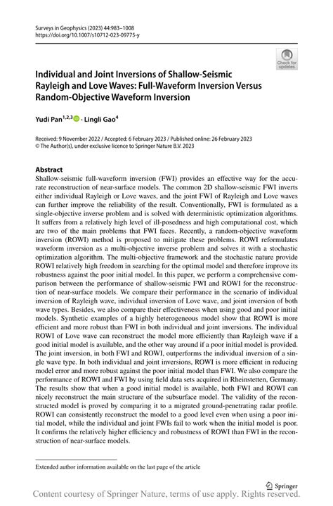 Individual And Joint Inversions Of Shallow Seismic Rayleigh And Love