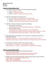 Fall 2019 BIO 201 Exam 1 Study Guide Answers Docx Exam 1 Study Guide BIO 201 Fall 2019 Chapter
