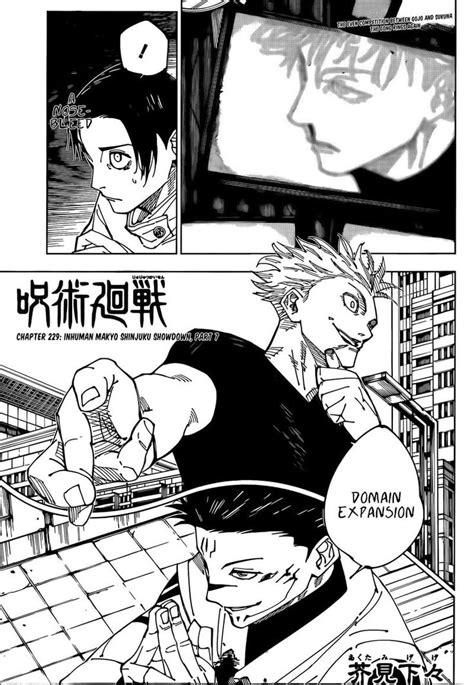 Jujutsu Kaisen Chapter 229 Inhuman Makyo Shinjuku Showdown Part 7 Page 1 Gojo Sakuna Itadori