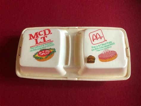 1984 Mcdonalds Unused Mcdlt Styrofoam Container W Employee Pin Scarce 2107908174