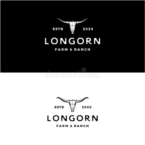 Texas Longhorn Logo Country Western Bull Cattle Vintage Retro Logo Design Stock Vector