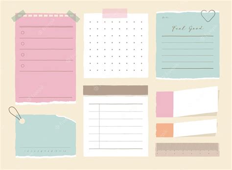 Premium Vector Memo Template A Collection Of Striped Notes Blank Notebooks And Torn Notes