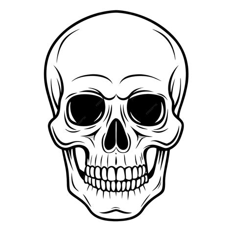 A Black And White Image Of A Skull With A Black Outline Premium Ai