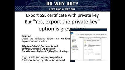 Export Ssl Certificate Yes Export The Private Key Option Is Greyed Out Youtube