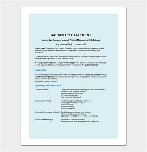 22 Capability Statement Templates And Examples Free Download Word PDF