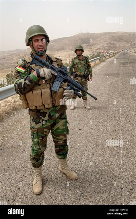 Peshmerga Forces On Mozul Dam After Recapturing It From Isis Stock