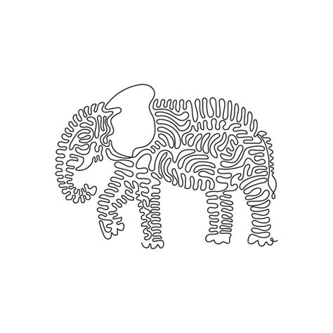 Premium Vector Single Curly One Line Drawing Of Cute Elephant Abstract Art Continuous Line