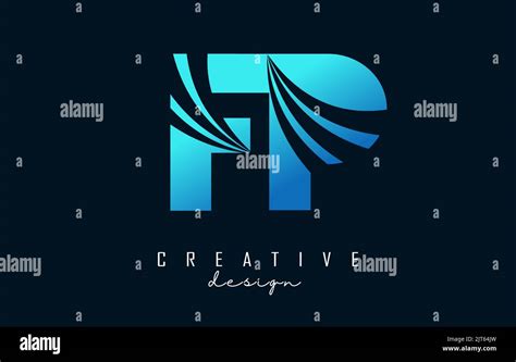 Creative Blue Letter FP F P Logo With Leading Lines And Road Concept Design Letters With