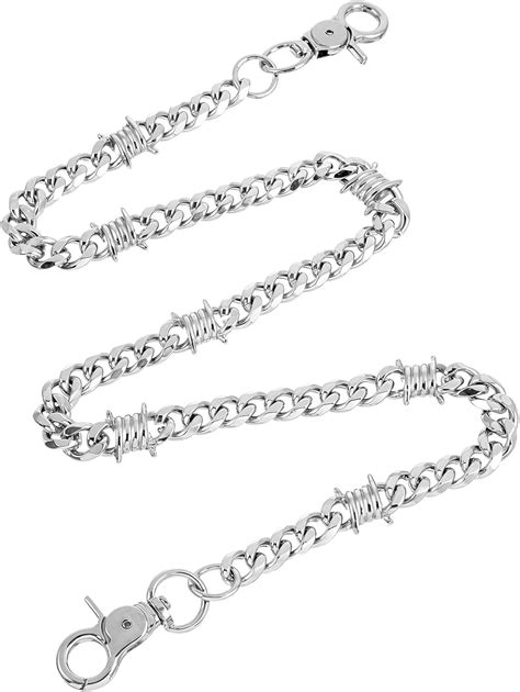 Silver Pants Chain With Round Clasp Goth Wallet Chains For