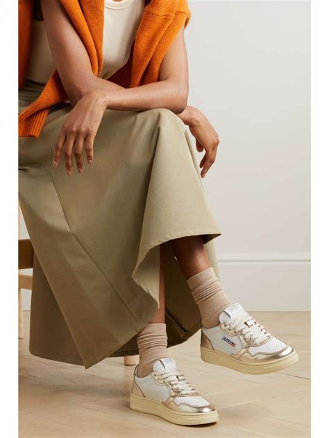 Autry Medalist Low Metallic Leather Sneakers Net A Porter