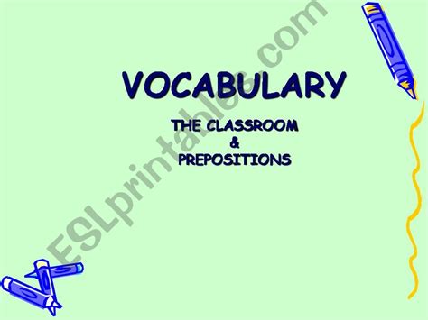 Esl English Powerpoints Classroom Objects And Prepositions Of Place