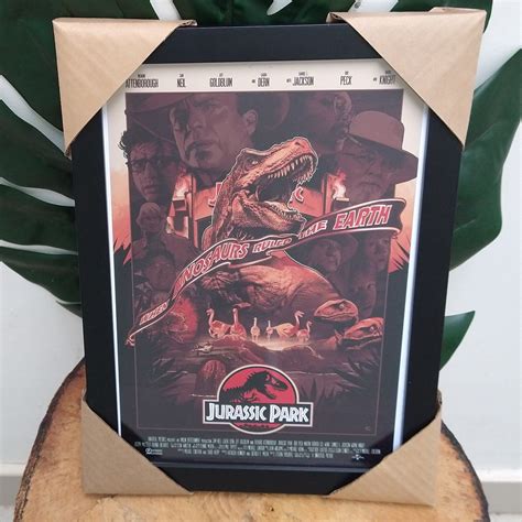 Quadro Decorativo Com Moldura E Vidro Jurassic Park Pôster Filme Geek