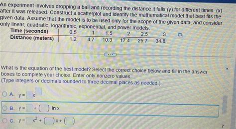 an experiment involves dropping a ball and recording