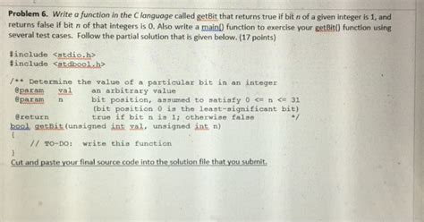 solved problem 6 write a function in the clanguage called