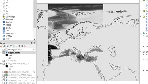 Clip Bathymetry Raster File From Vector Mask Layer Its Not Working In Qgis 3 4 3 Geographic