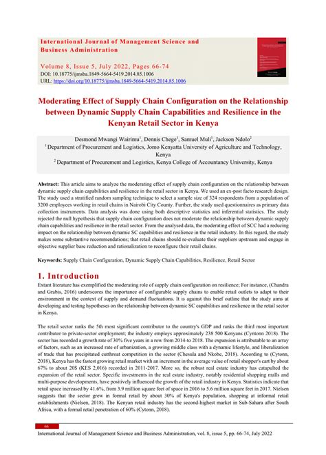 Pdf Moderating Effect Of Supply Chain Configuration On The Relationship Between Dynamic Supply