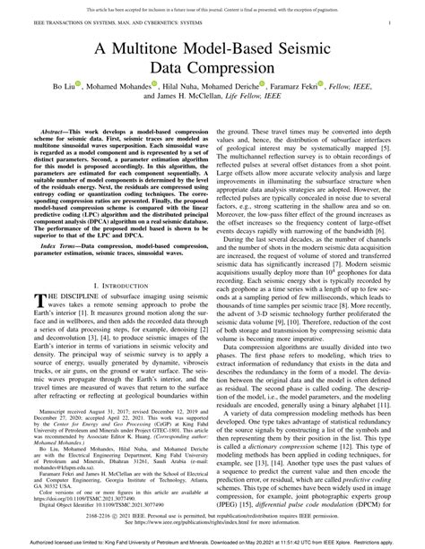 Pdf A Multitone Model Based Seismic Data Compression Researchgate