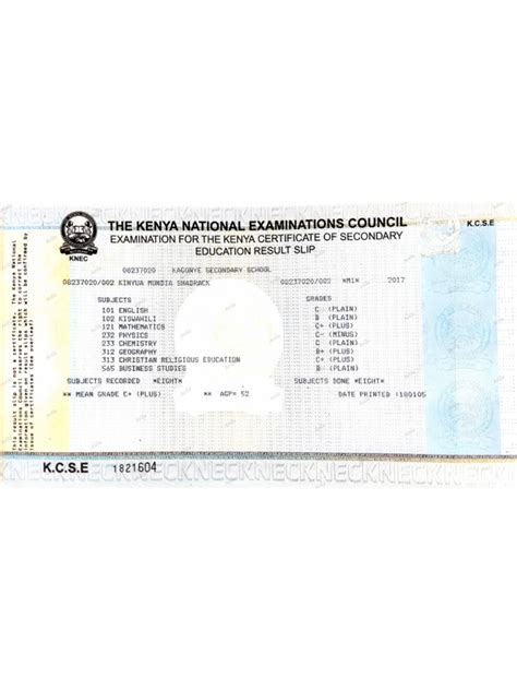 Kcse Result Slip Pdf
