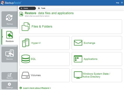 Restore Tab Backupassist