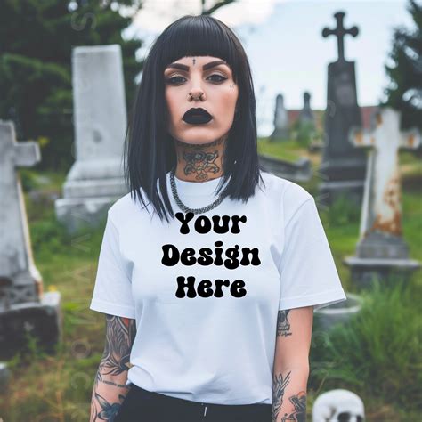 Gildan 5000 Mockup White Gothic White Shirt Mockup Tattoo Female