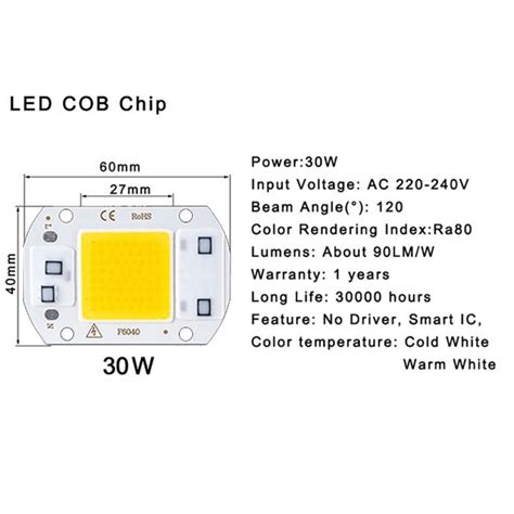 Chip modul LED COB W w W ac v ugradnja u reflektor i slično