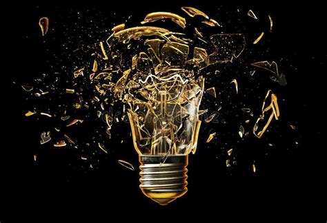 Exploding Light Bulb On A Blue Background Stock Illustration