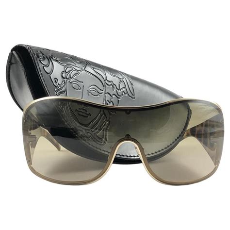 Vintage Gianni Versace Mod 2082b Overzised Shield Sunglasses 90s Italy