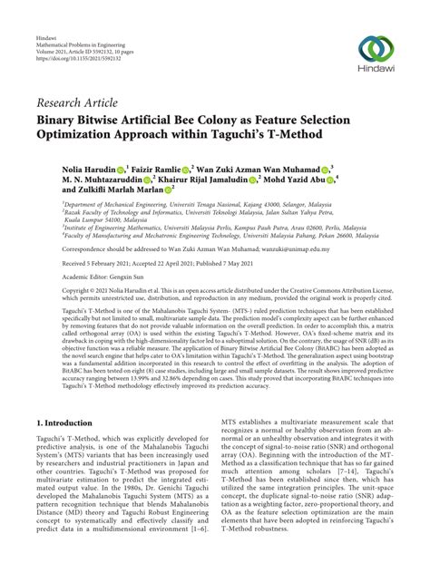 Pdf Binary Bitwise Artificial Bee Colony As Feature Selection Optimization Approach Within