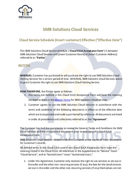 Fillable Online Smb Solutions Cloud Services Fax Email Print Pdffiller