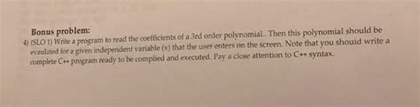 solved bonus problem 4 slo 1 write a program to read the