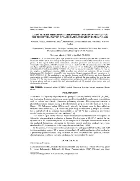 Pdf A New Reverse Phase Hplc Method With Fluorescent Detection For The Determination Of