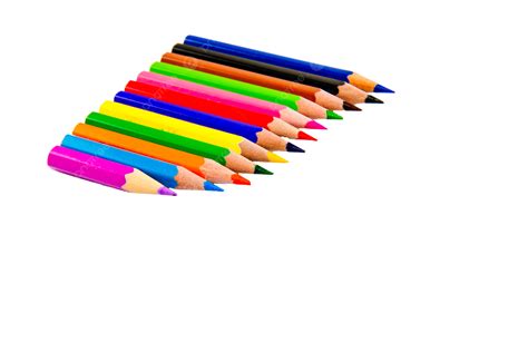 assorted color pencils on a blank white background supplies draw assorted colorful png