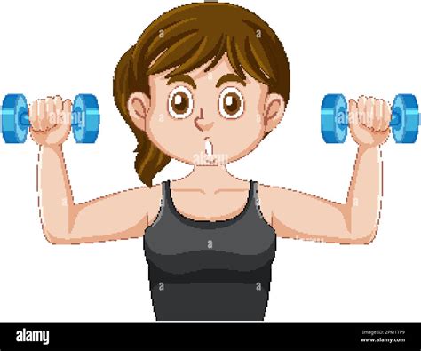 Puberty Girl Holding Dumbbells Illustration Stock Vector Image Art Alamy