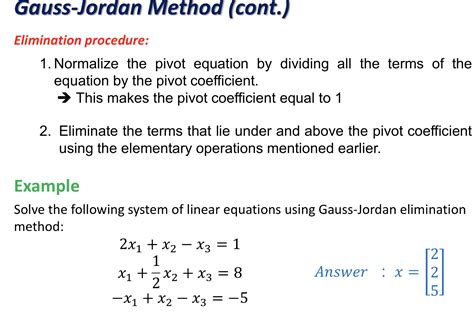 Solved Gauss Jordan Method Cont Elimination Procedure 1
