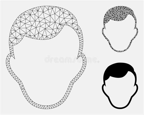 Man Face Template Vector Mesh Network Model And Triangle Mosaic Icon Stock Vector Illustration
