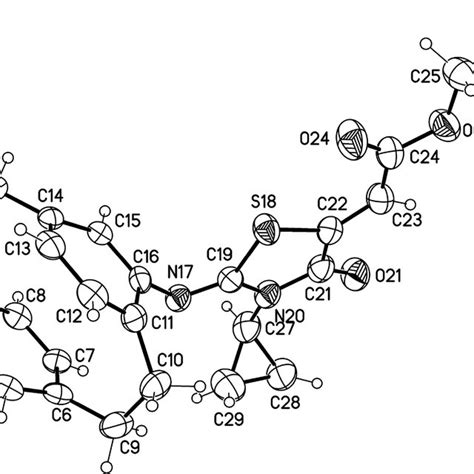 Molecular Structure Of Compound 14e Displacement Parameters Are Drawn Download Scientific