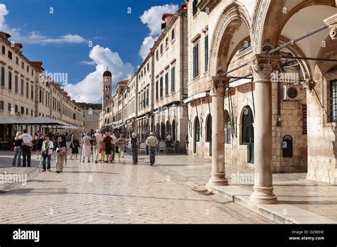Dubrovnik Stradun Street Main Street Of Dubrovnik Old Town Stock