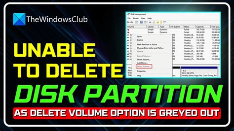 Unable To Delete Disk Partition As Delete Volume Option Is Greyed Out On Windows 1110 Youtube