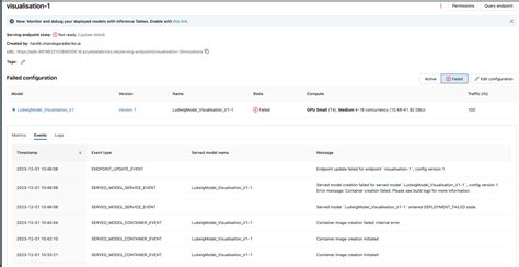 served model endpoint creation failed and not able databricks